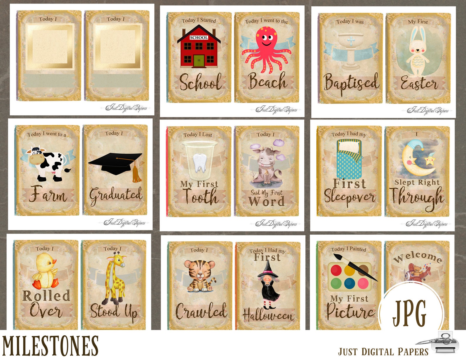 Baby Milestones, Printable, Scrapbook, Digital, Printable Journal ...