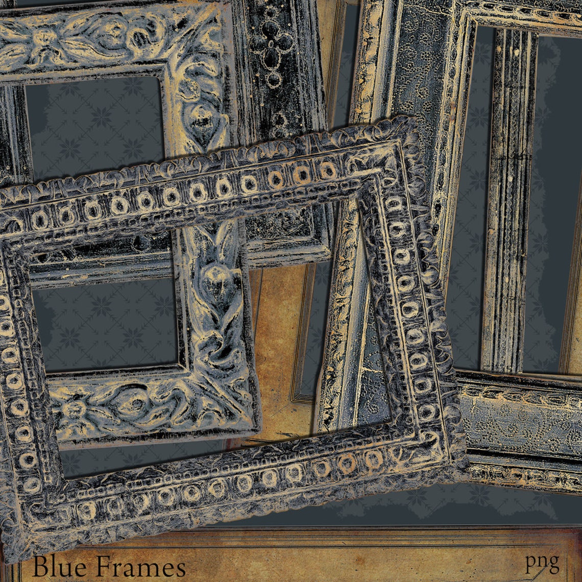 Blue Frames Digital Frames Beach Frames Scrapbook Frames | Etsy