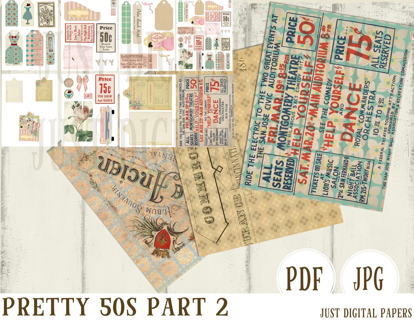 50s Papers Retro Papers Ephemera Instant Download Part 2 - Etsy