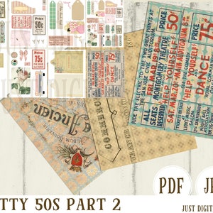 50s Papers, Retro Papers, Ephemera, Instant Download, Part 2, Pretty 50 ...