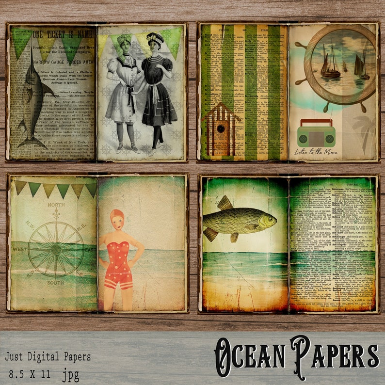 Journal Papers Ocean Papers Beach Papers Ephemera Instant - Etsy