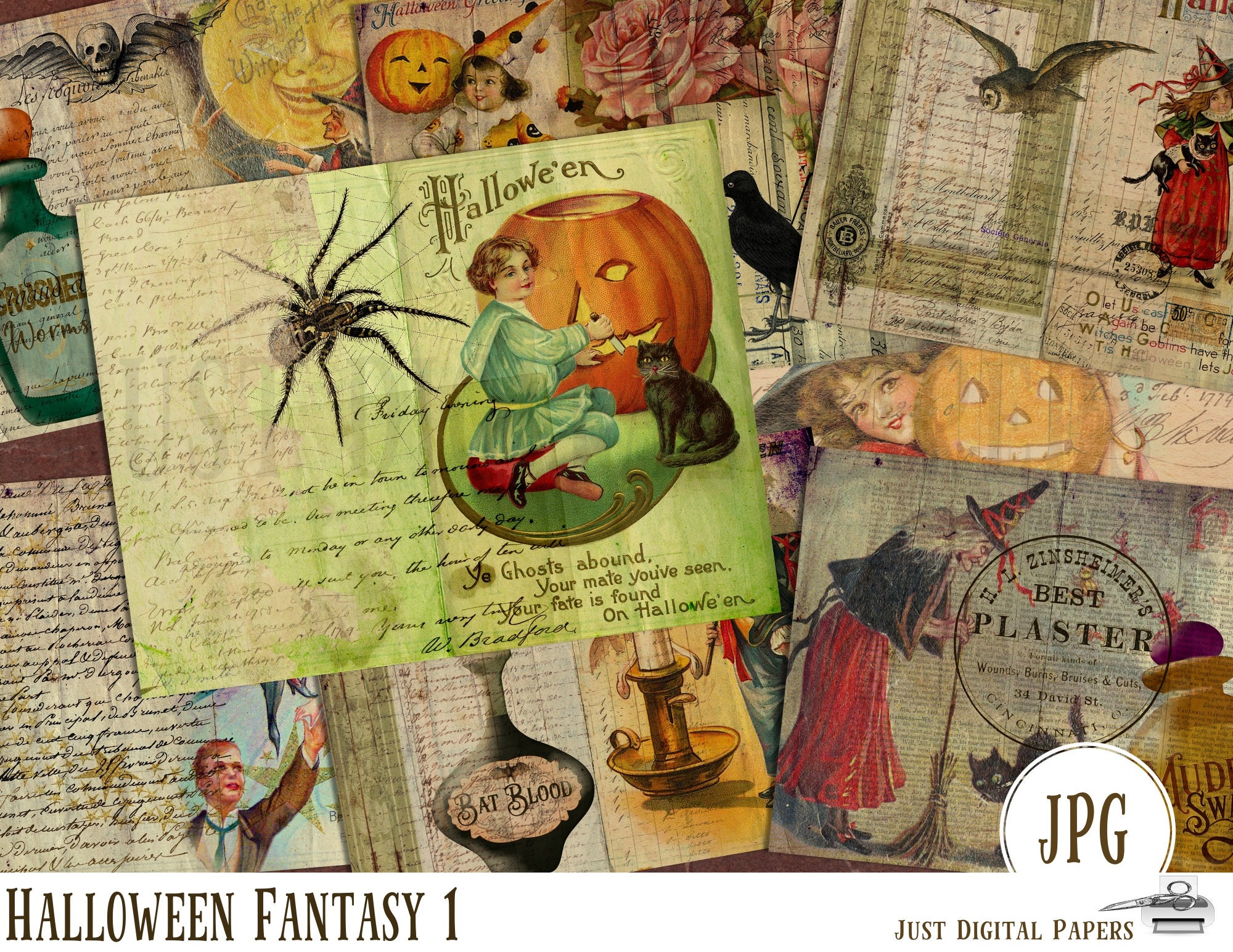 Halloween Papers, Halloween Journal, Halloween Scrapbook, Papers ...
