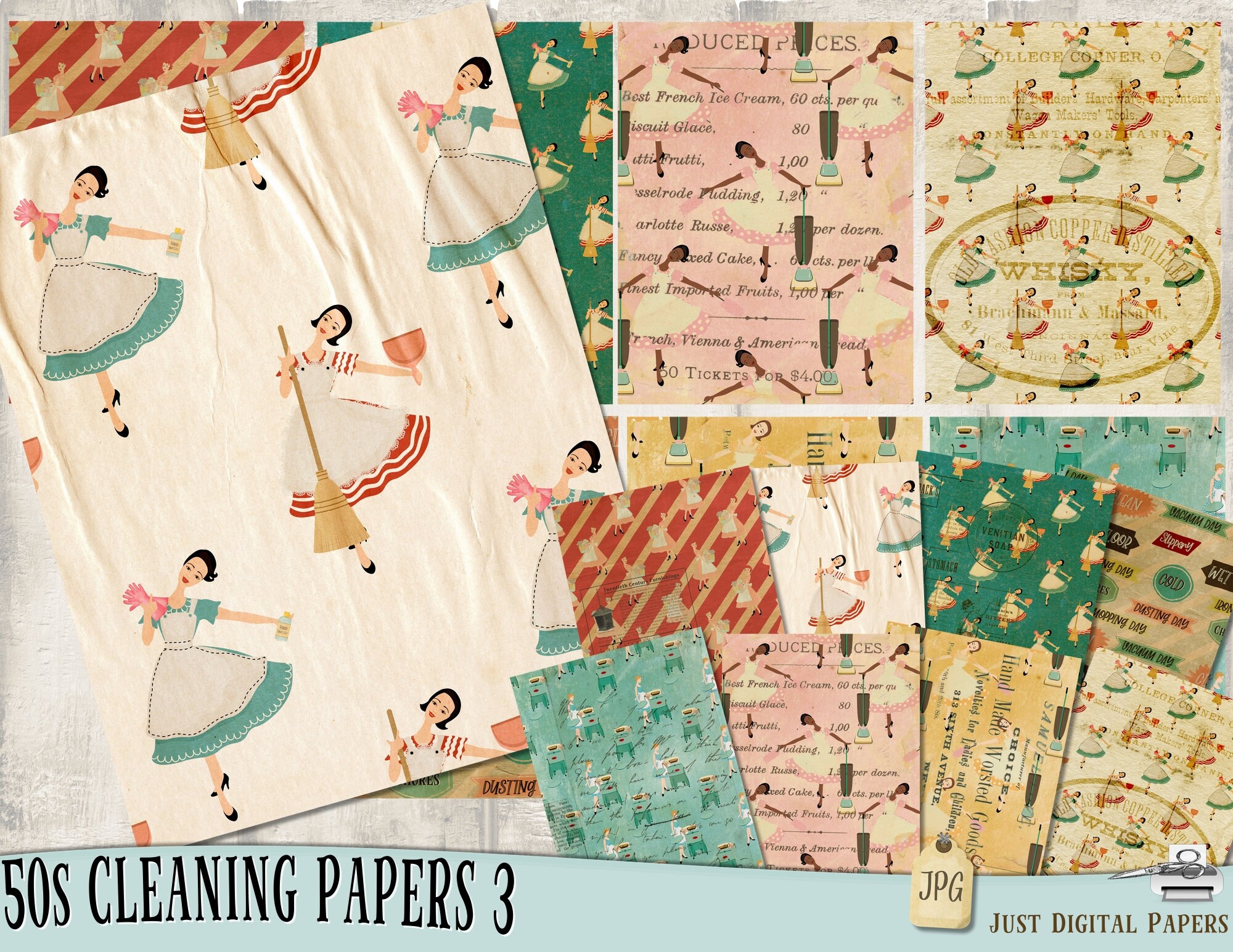 Housework Papers, Grunge Journal, Cleaning Scrapbook, Papers, Chores ...