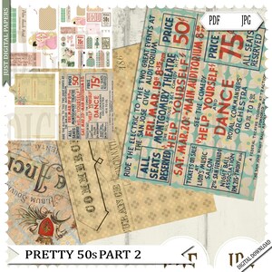 50s Papers, Retro Papers, Ephemera, Instant Download, Part 2, Pretty 50 ...