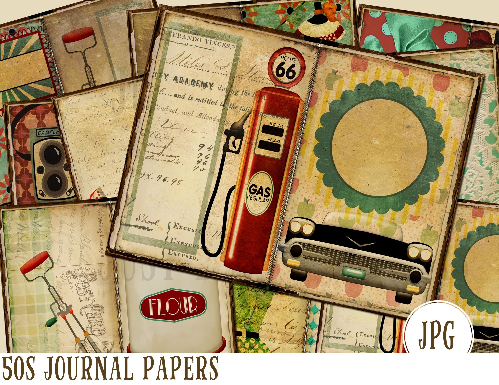 Journal Papers 50s Papers Retro Papers Ephemera Instant | Etsy