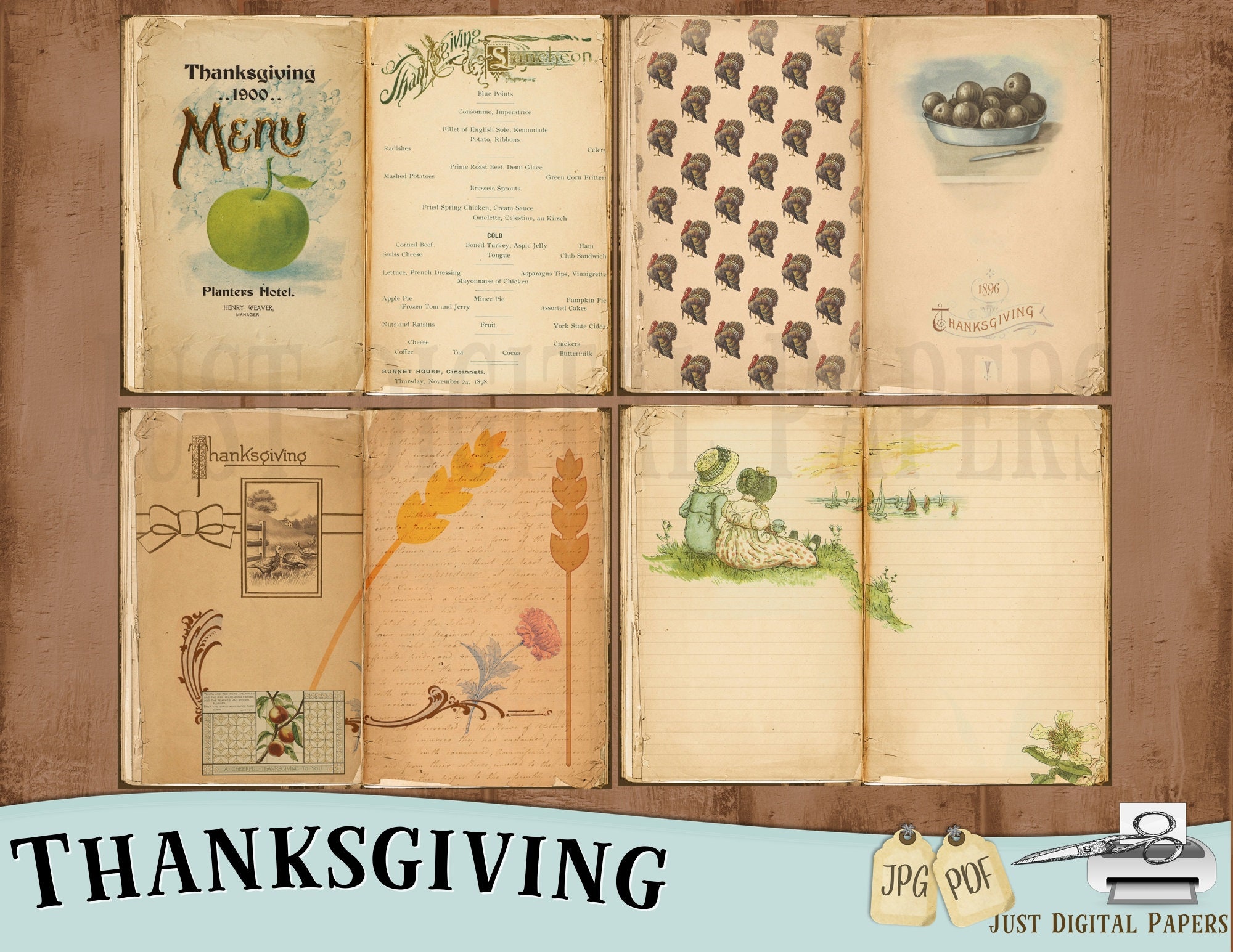 Thanksgiving Papers, Thanksgiving Journal, Thanksgiving Scrapbook ...