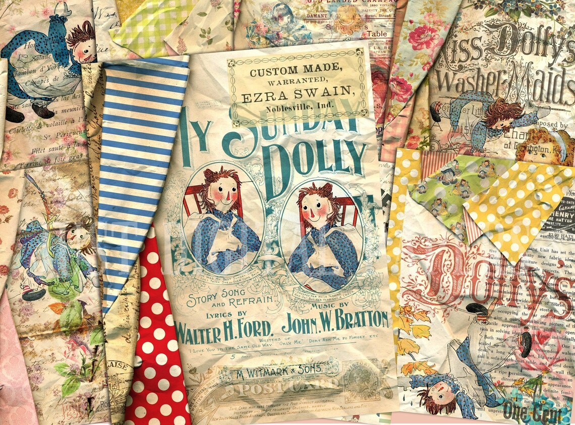 Raggedy Journal Doll Paper Papers Vintage Printable - Etsy