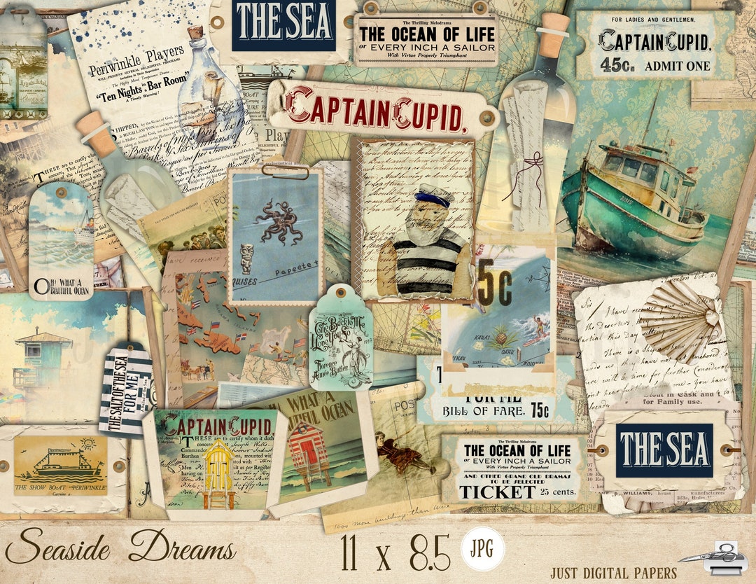 Sea Journal Ephemera Journal Junk Ocean Journal Seaside - Etsy