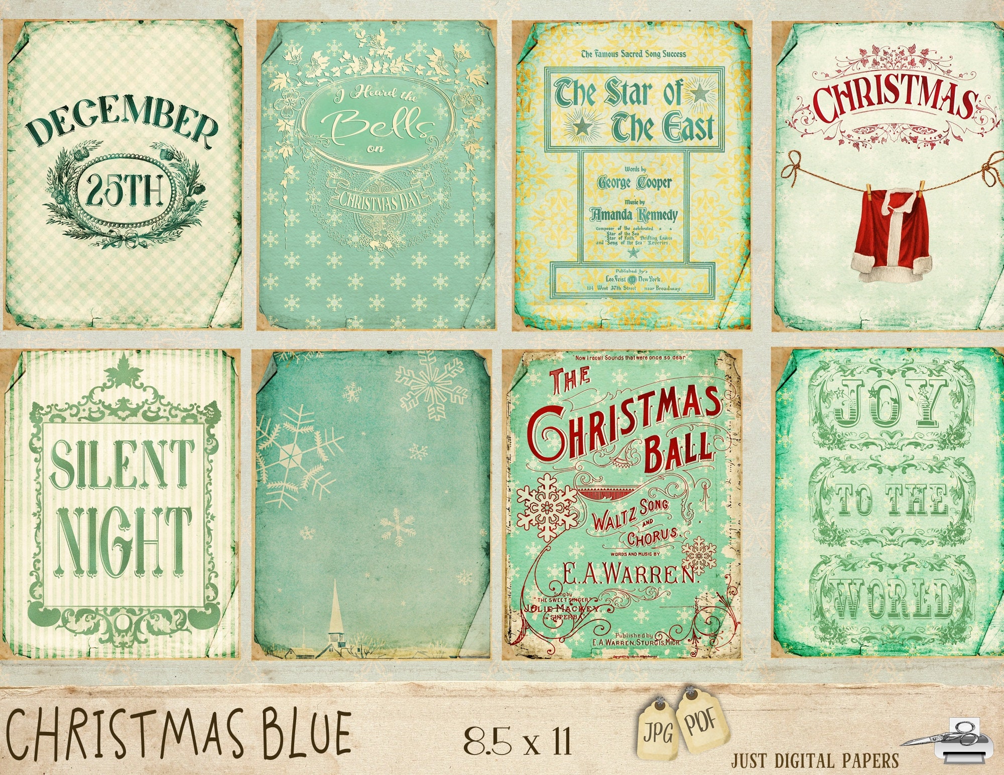 Blue Christmas, Papers, Journal, Christmas Scrapbook, Papers, Christmas ...