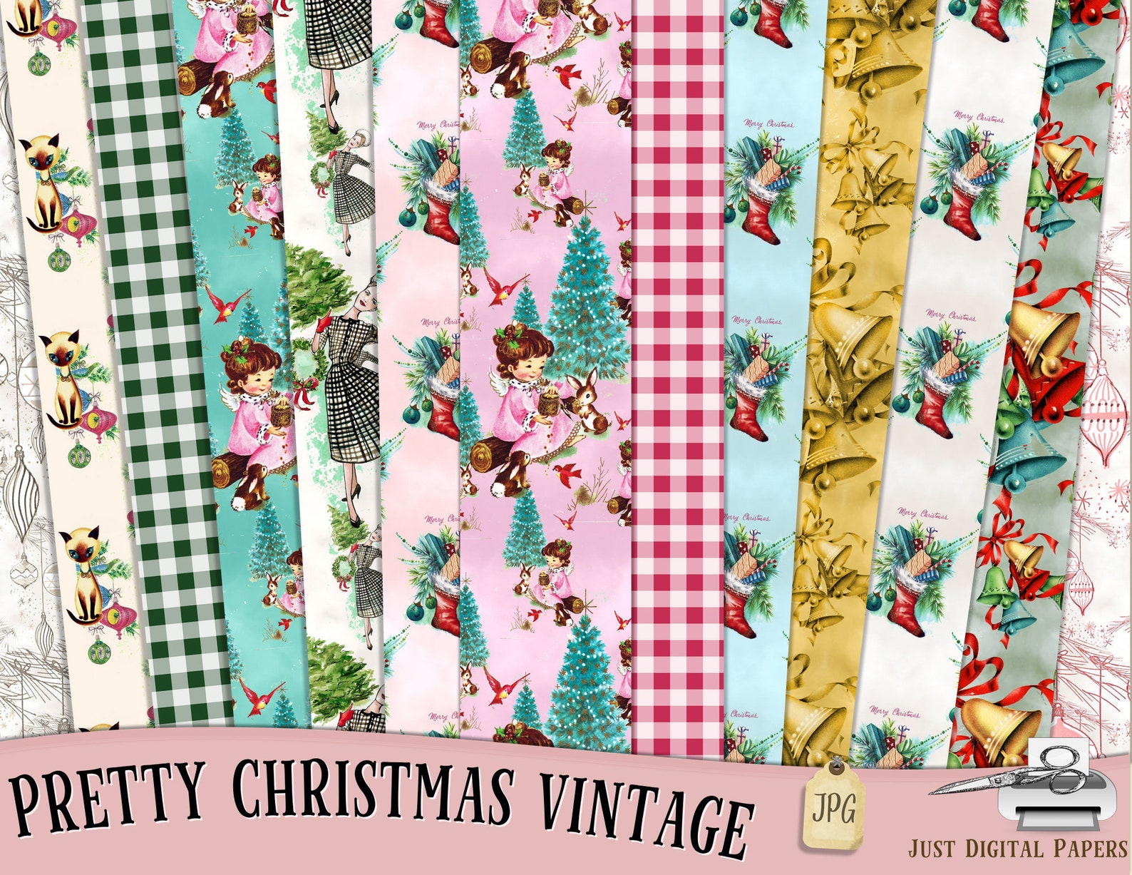 Vintage Christmas,papers Retro Christmas Papers, Christmas Paper ...