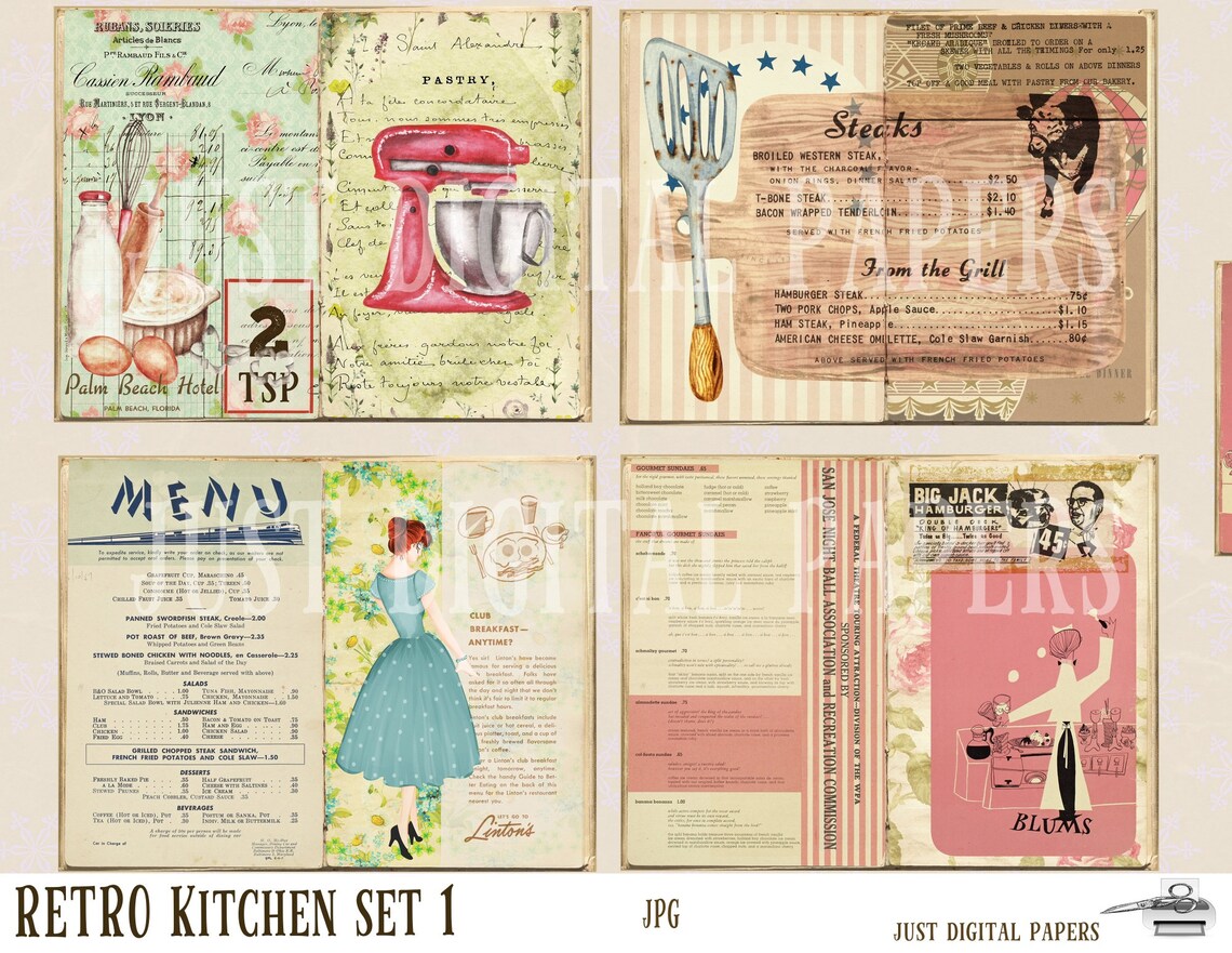 Retro Kitchen Journal: Printable Cooking Papers (digital Download) - Etsy