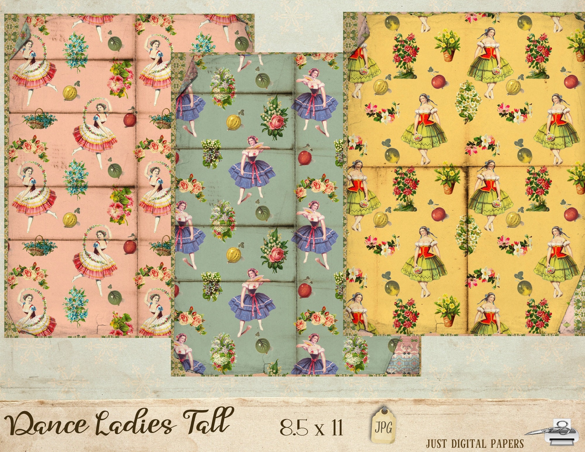 Retro Dance Papers Ladies Papers Journal Papers Flower - Etsy