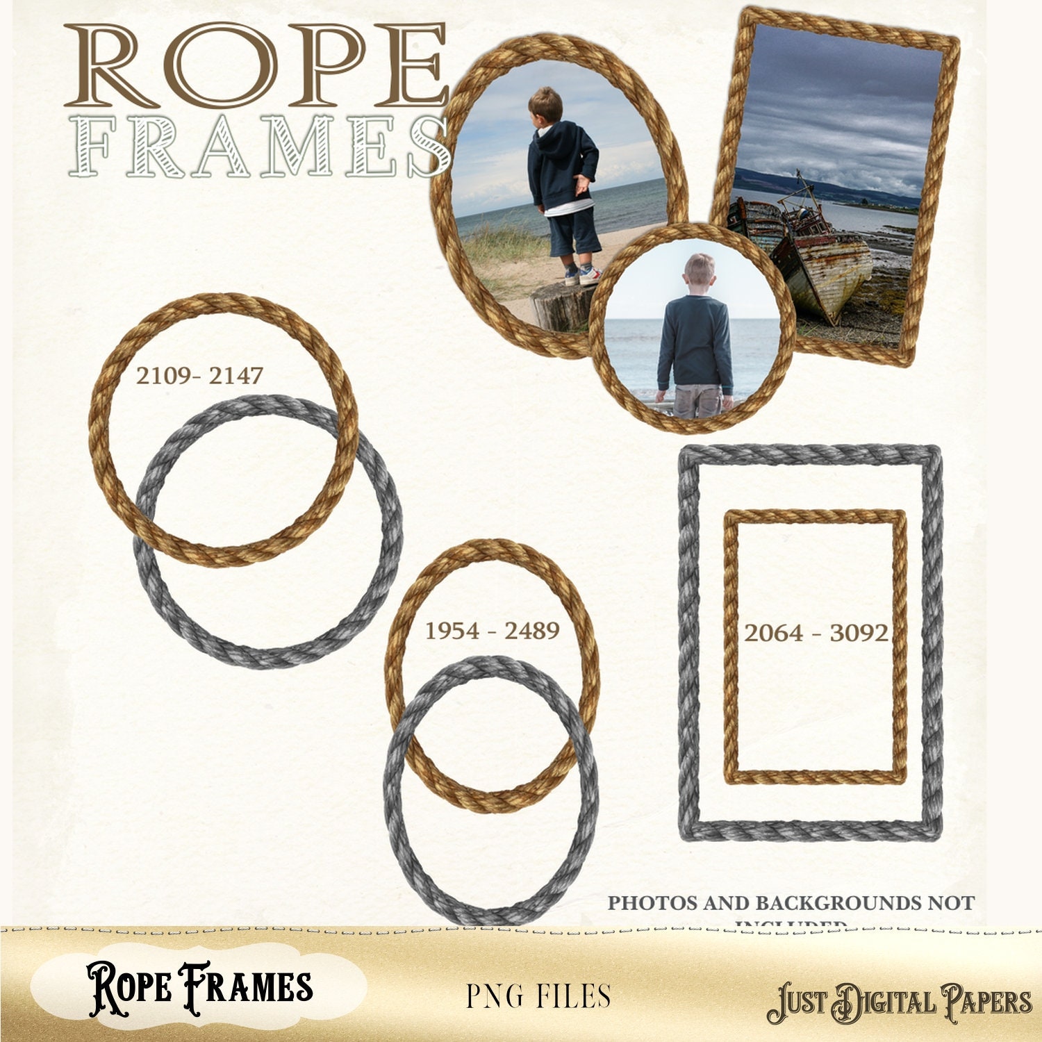 Rope Frame, Digital Frames, Nautical Frames, Scrapbook Frames, Frame ...