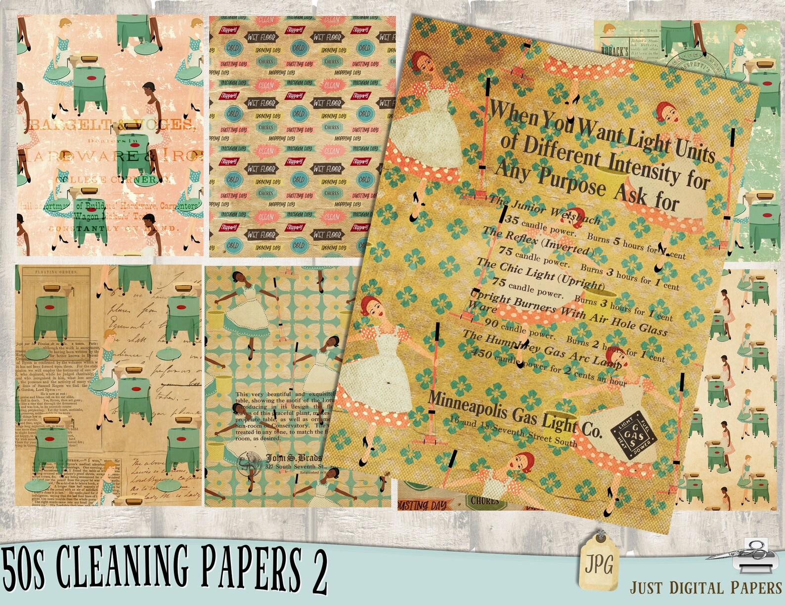 Housework Papers Grunge Journal Cleaning Scrapbook Papers - Etsy Australia