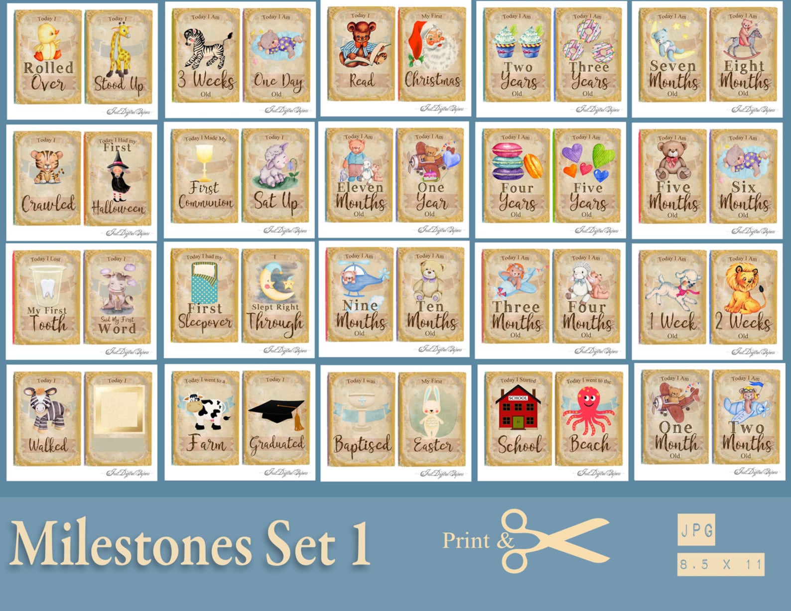 Baby Milestones, Printable, Scrapbook, Digital, Printable Journal ...