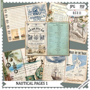 Nautical Journal, Set 1, Papers, Ocean Papers, Beach Papers, Sea ...