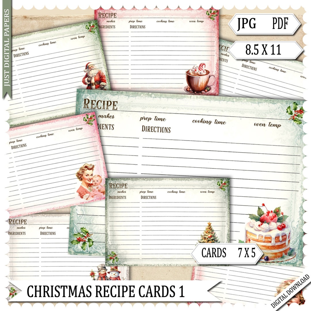 Christmas Recipe Cards, Recipe Paper, Dress Scrapbook, Papers, Tags ...