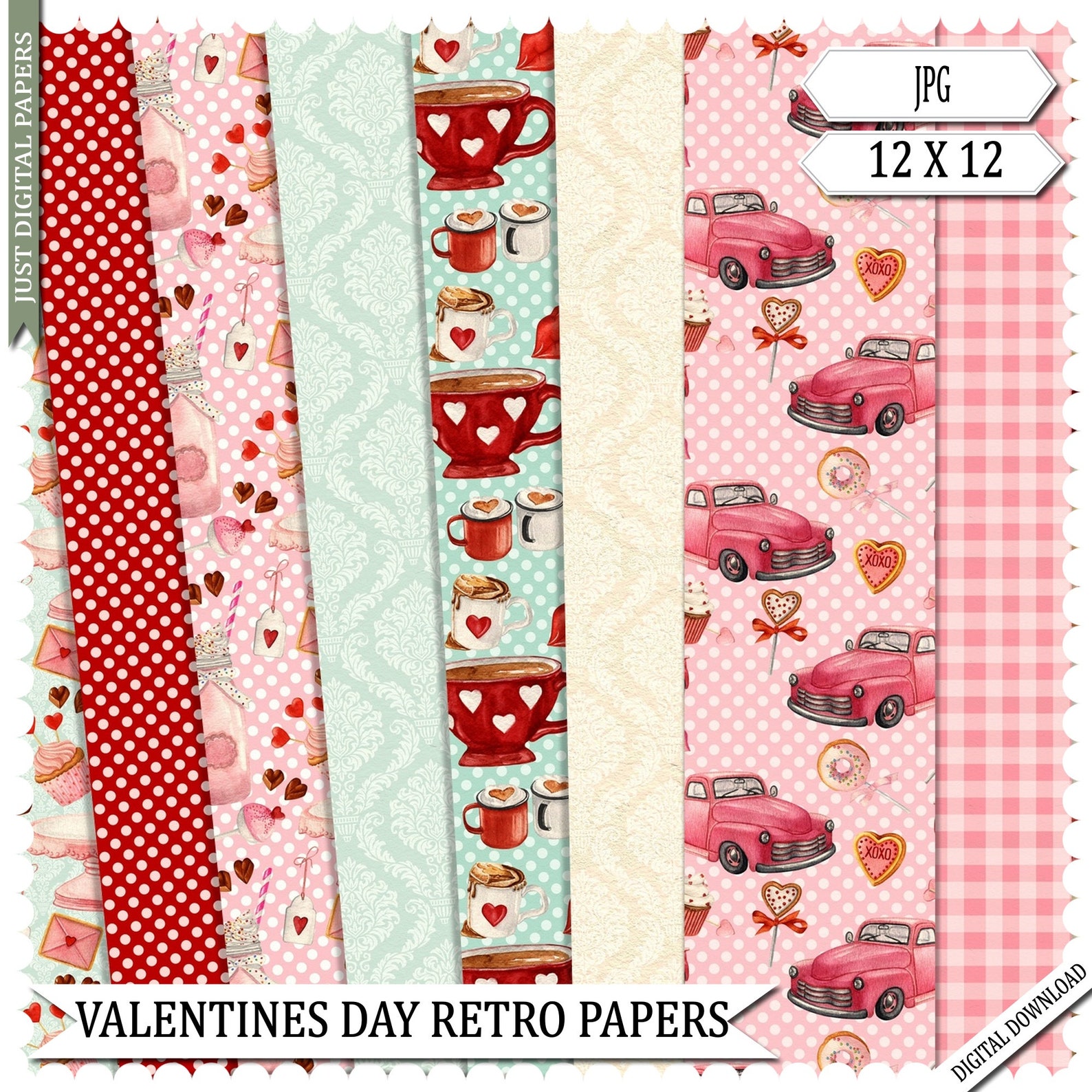 Valentines Papers, Red Papers, Love Papers, Romance Papers, Love Heart ...