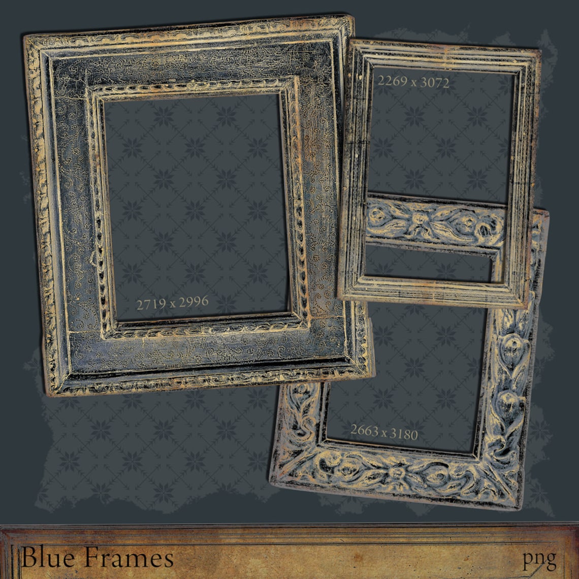 Blue Frames Digital Frames Beach Frames Scrapbook Frames | Etsy