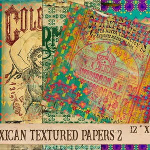Mexican Fiesta Paper: Textured Scrapbook Ephemera (digital Download) - Etsy