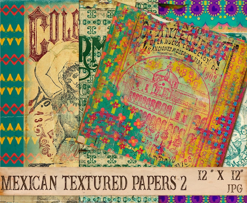 Mexican Fiesta Paper: Textured Scrapbook Ephemera (digital Download) - Etsy