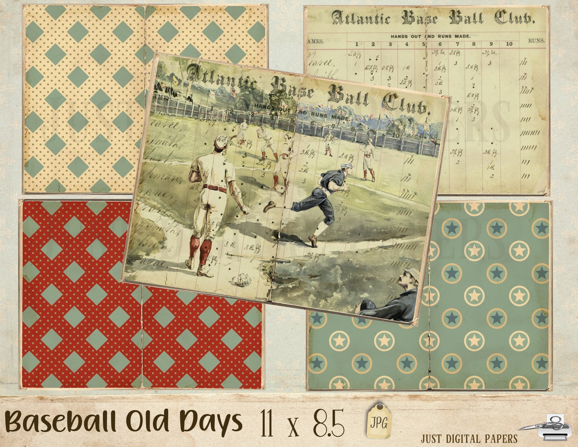 Vintage Baseball Ephemera: Printable Journal Papers (digital Download ...