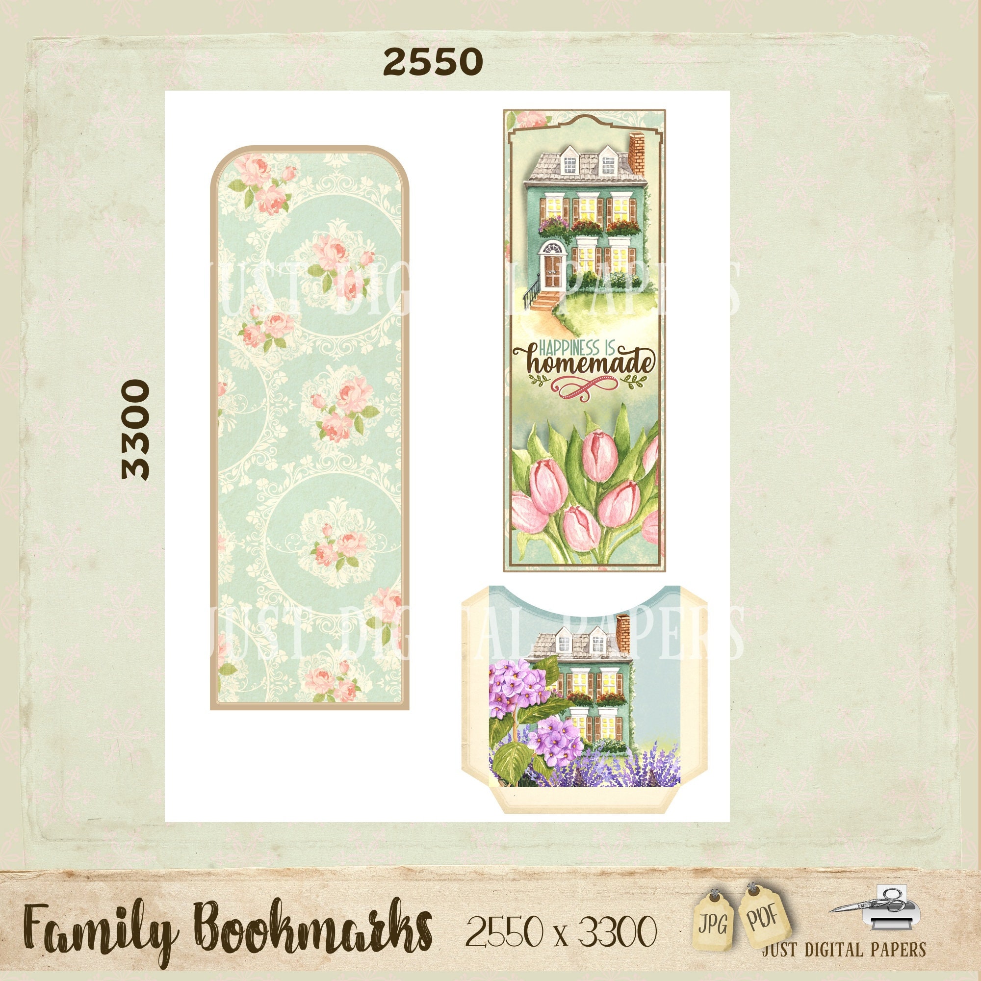 Printable Bookmarks Family Sentiments Houses Printable - Etsy