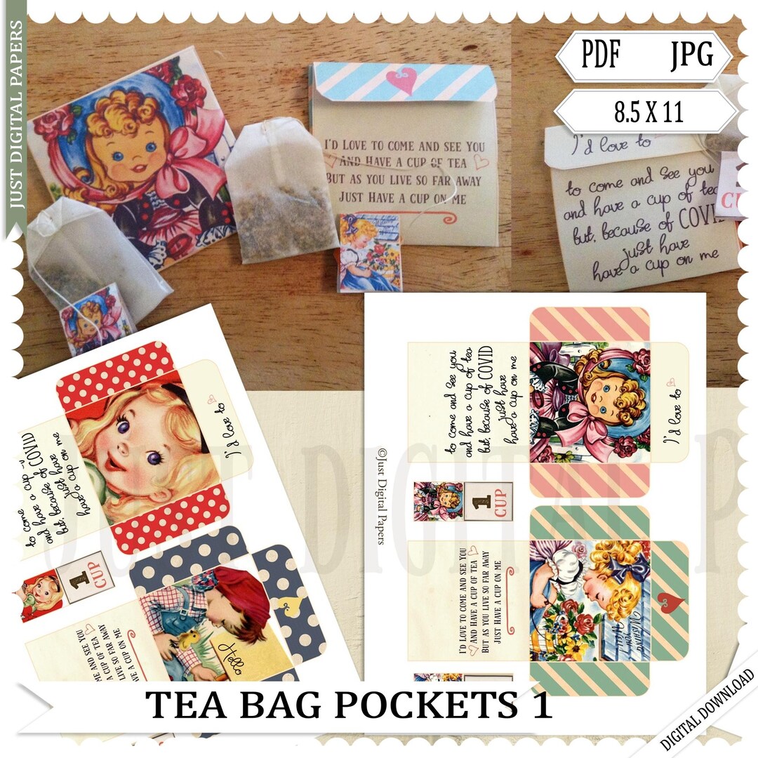 Teabag Pocket Printable, Gift Cards, Printable Friendship Card, Card ...