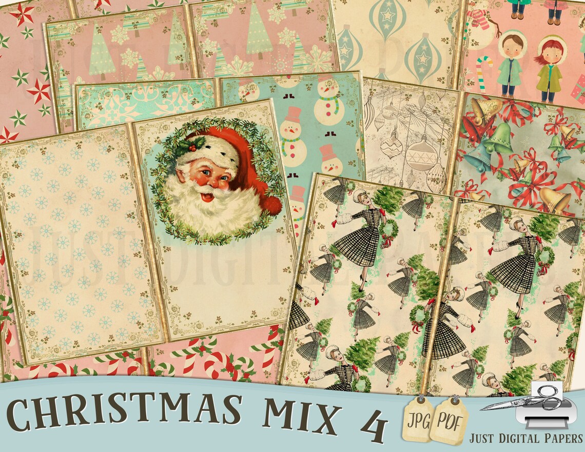 Christmas Papers Journal Papers Mixed Christmas Mix 4 | Etsy