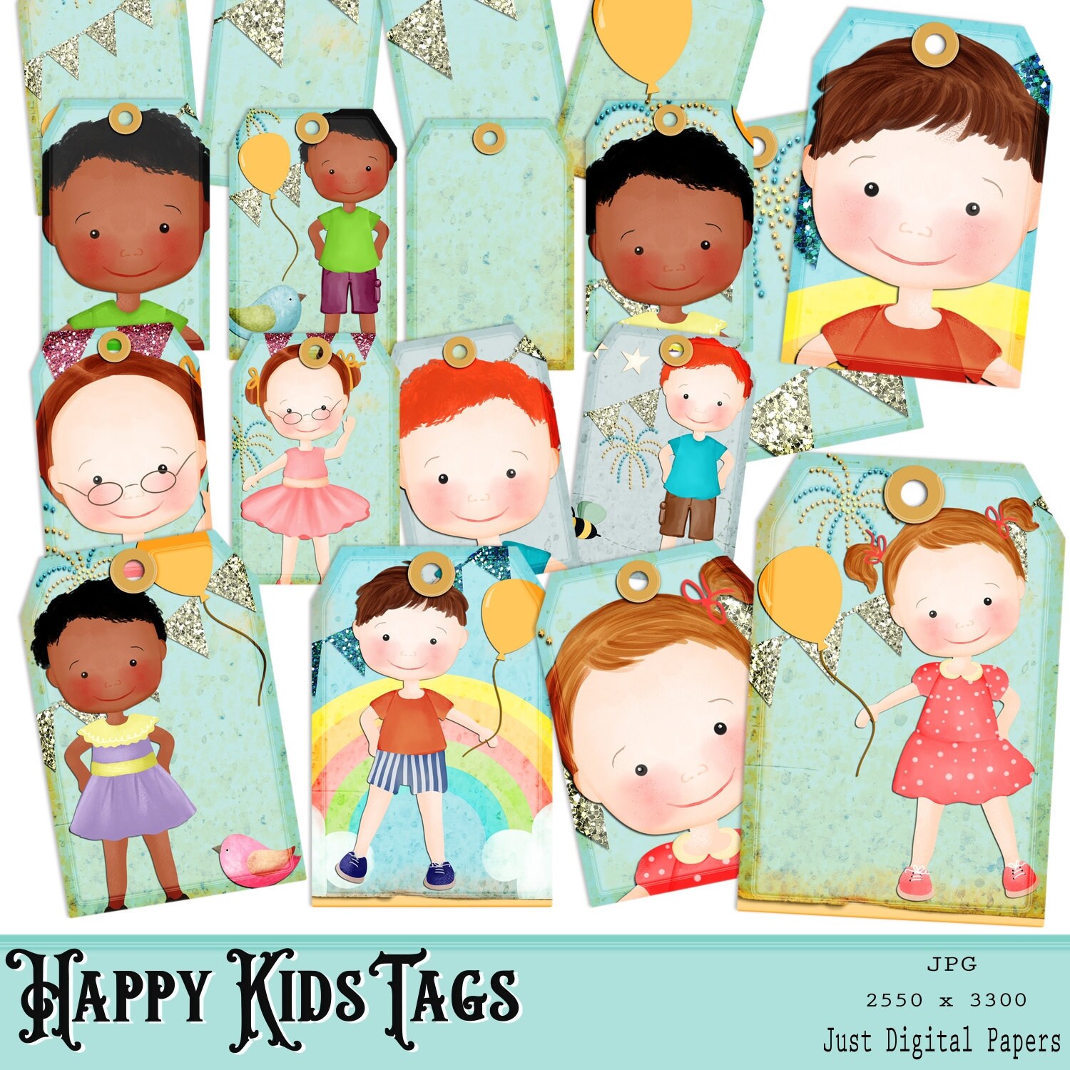 Kids Tags Tag Printable Scrapbook Digital Children DIY - Etsy Australia