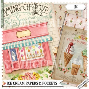 Ice Cream Journal Paper: Printable Scrapbook Collage (digital Download ...