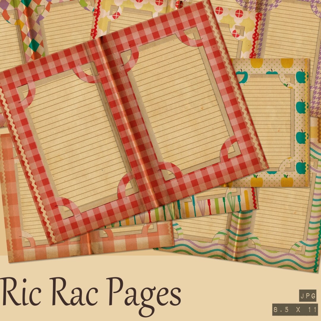 Ric Rac Journal Papers, Printable, Scrapbook, Digital, Printable ...