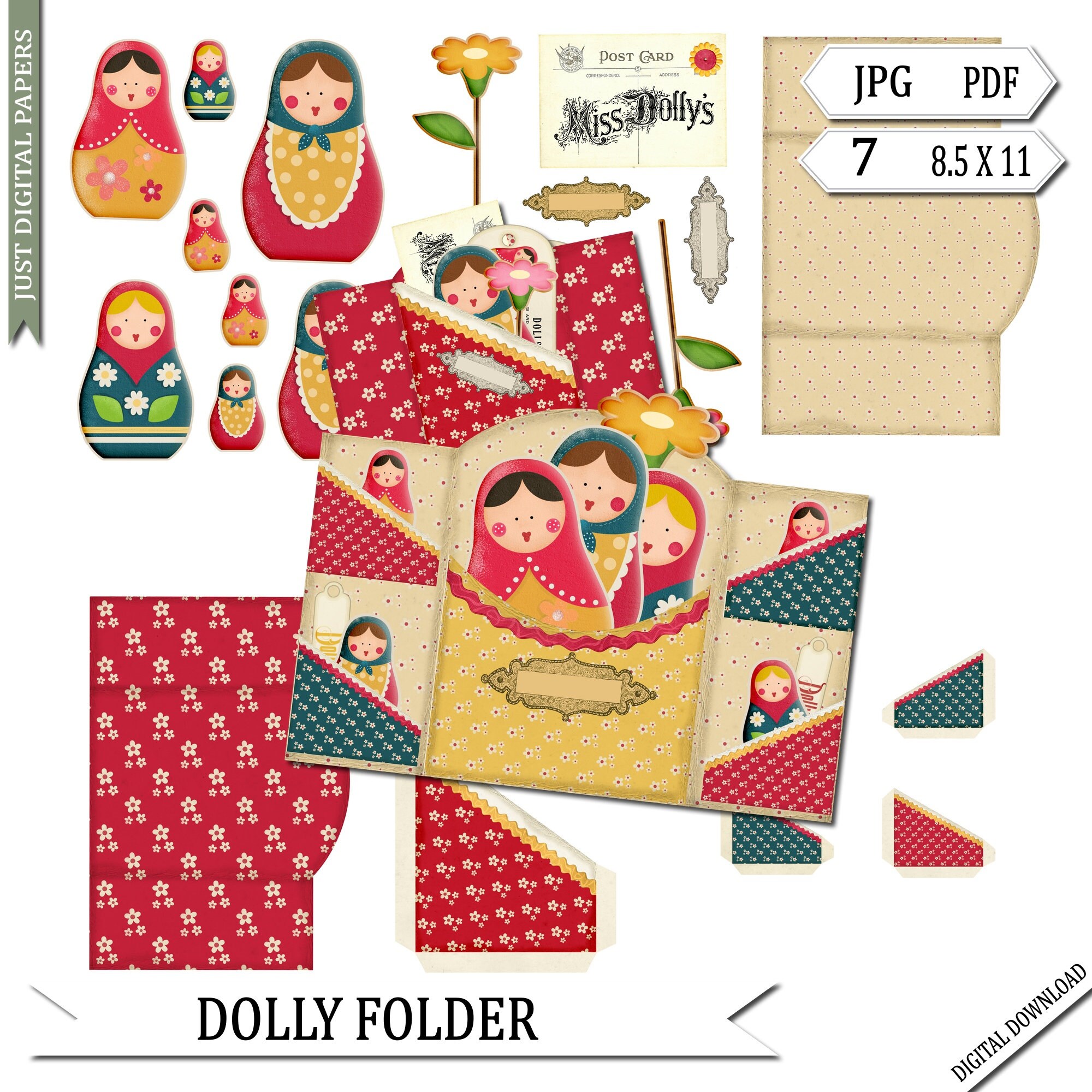 Doll Folder, Printable, Matryoshka Dolls, Cut Out, Craft, Journal ...