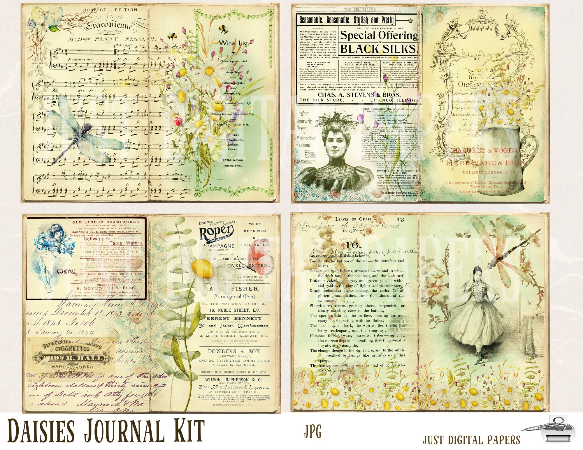 Daisy Journal Junk Journal Daisy Papers Ephemera Instant - Etsy