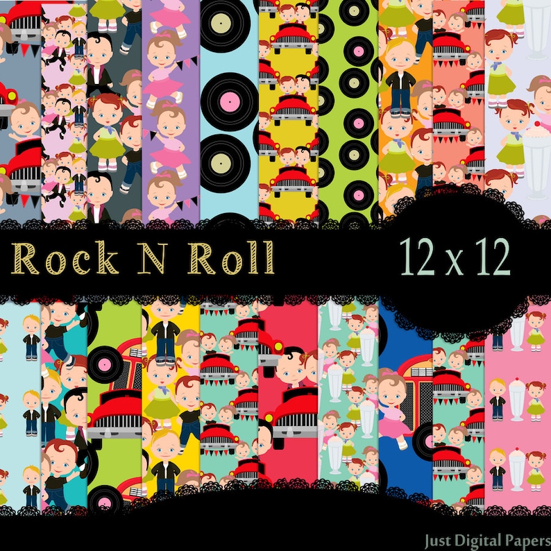 Rock and Roll Papers, Dance Papers, Retro Papers, 1950s Papers, Music ...