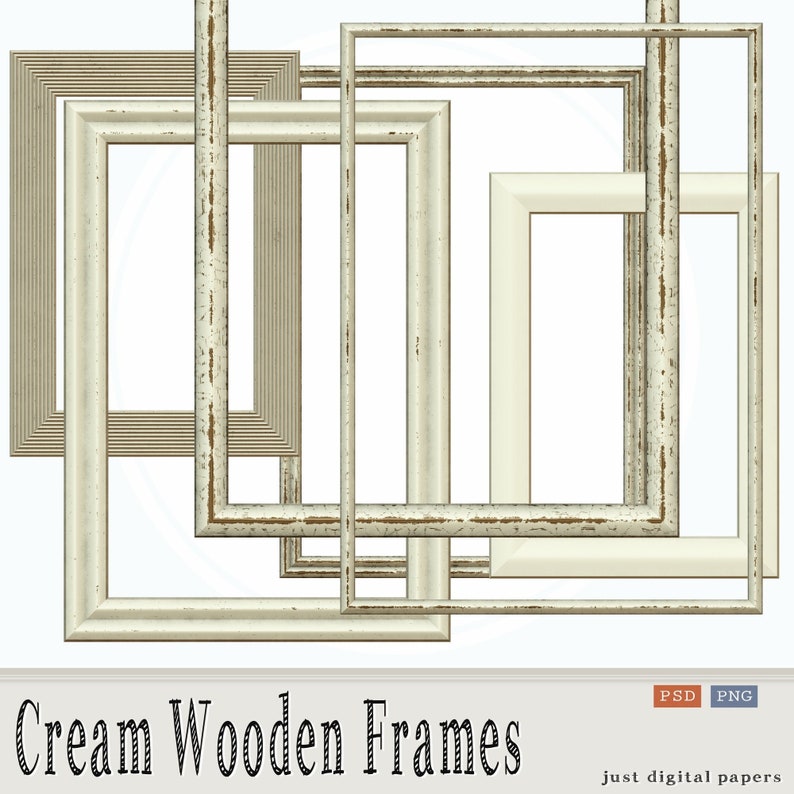 Cream Wood Frames Digital Frames Psd Frames Scrapbook - Etsy