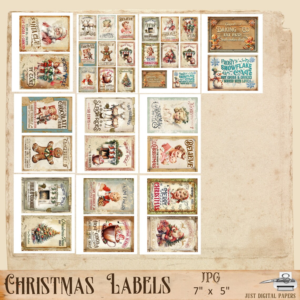 Christmas Printable, Christmas Labels, Christmas Journal, Papers ...