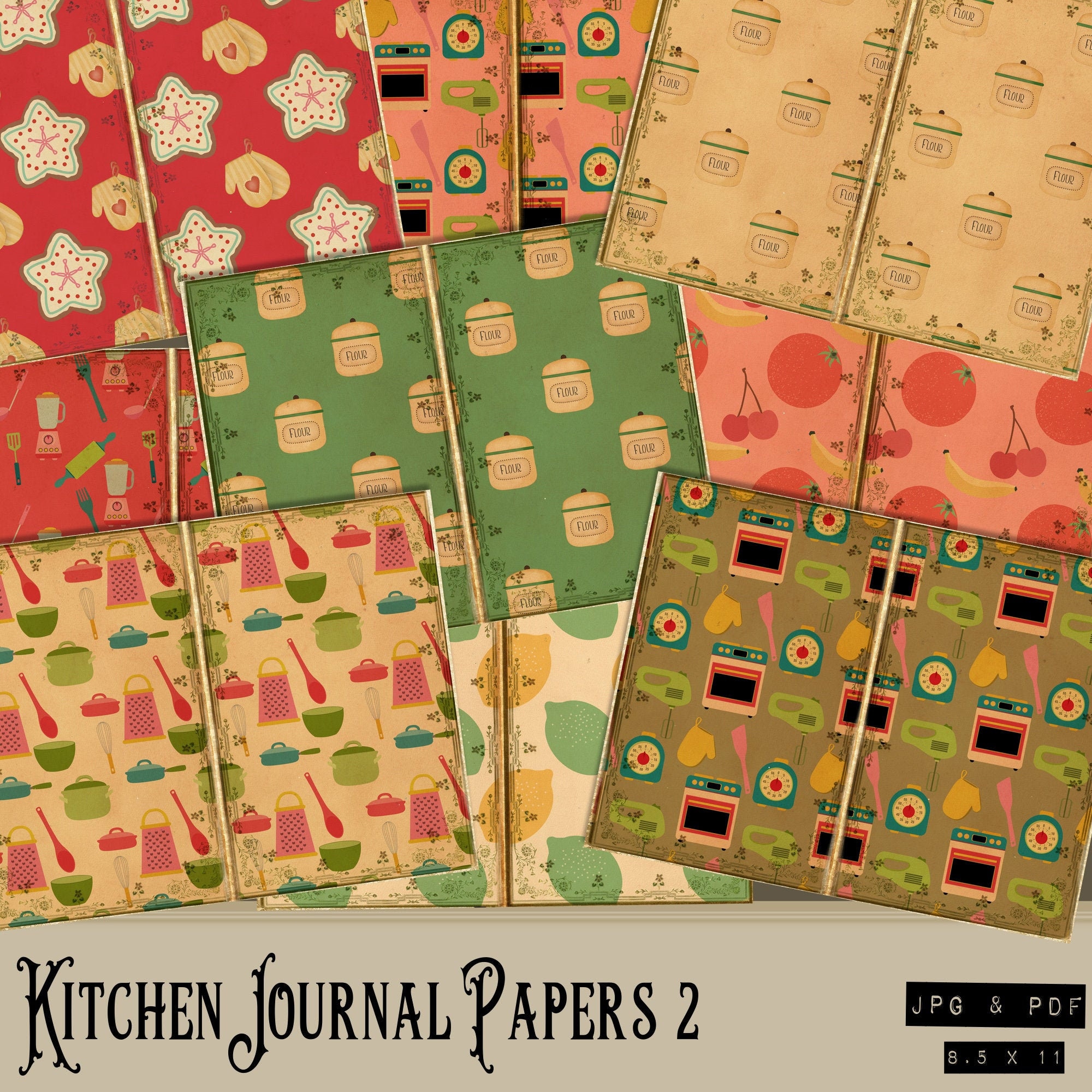 Kitchen papers Journal Papers Cooking papers Ephemera | Etsy