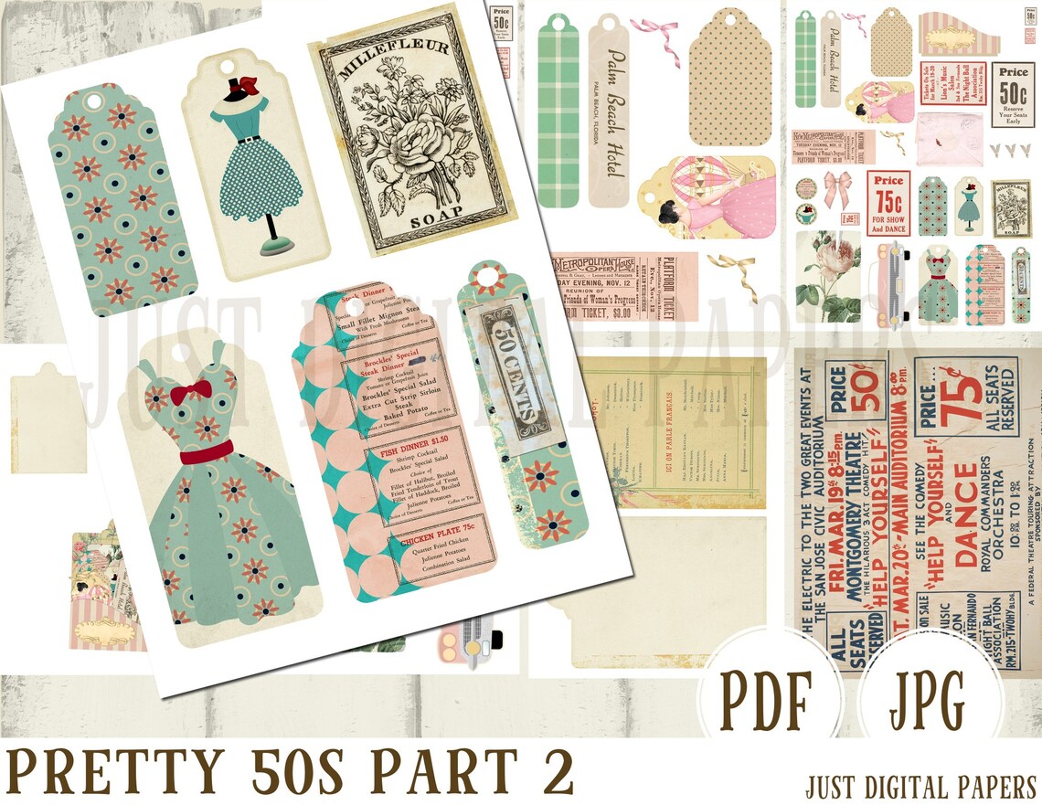 50s Papers Retro Papers Ephemera Instant Download Part 2 - Etsy