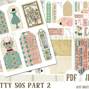 50s Papers, Retro Papers, Ephemera, Instant Download, Part 2, Pretty 50 ...