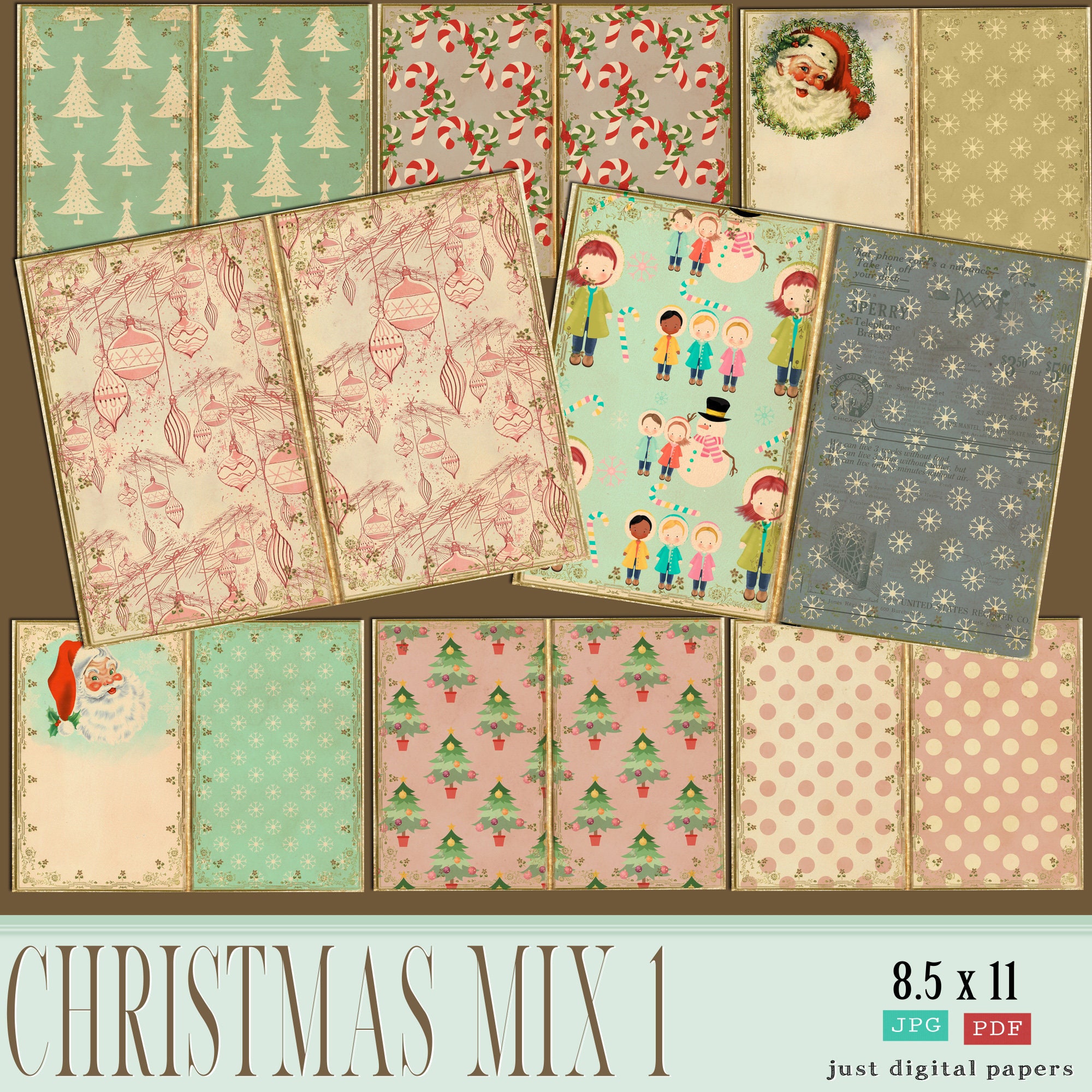 Christmas Papers Journal Papers Mixed Christmas Mix 1 - Etsy Australia