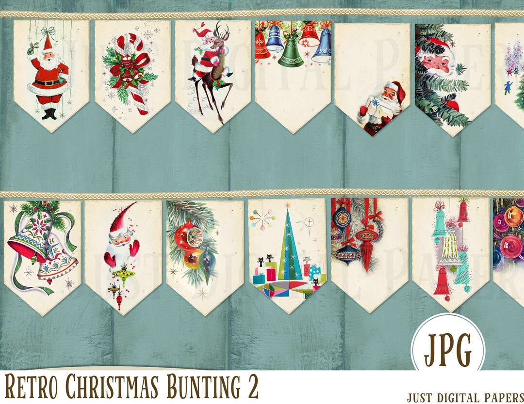 Christmas Bunting 2 Retro Christmas Printable Bunting - Etsy Australia