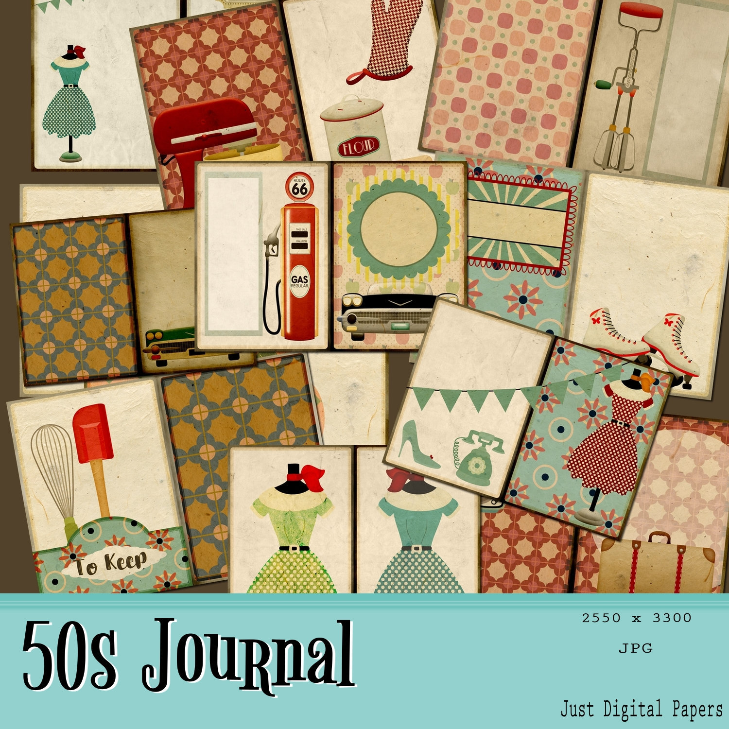 50s Journal 50s Printable ScrapbookDigital Printable | Etsy