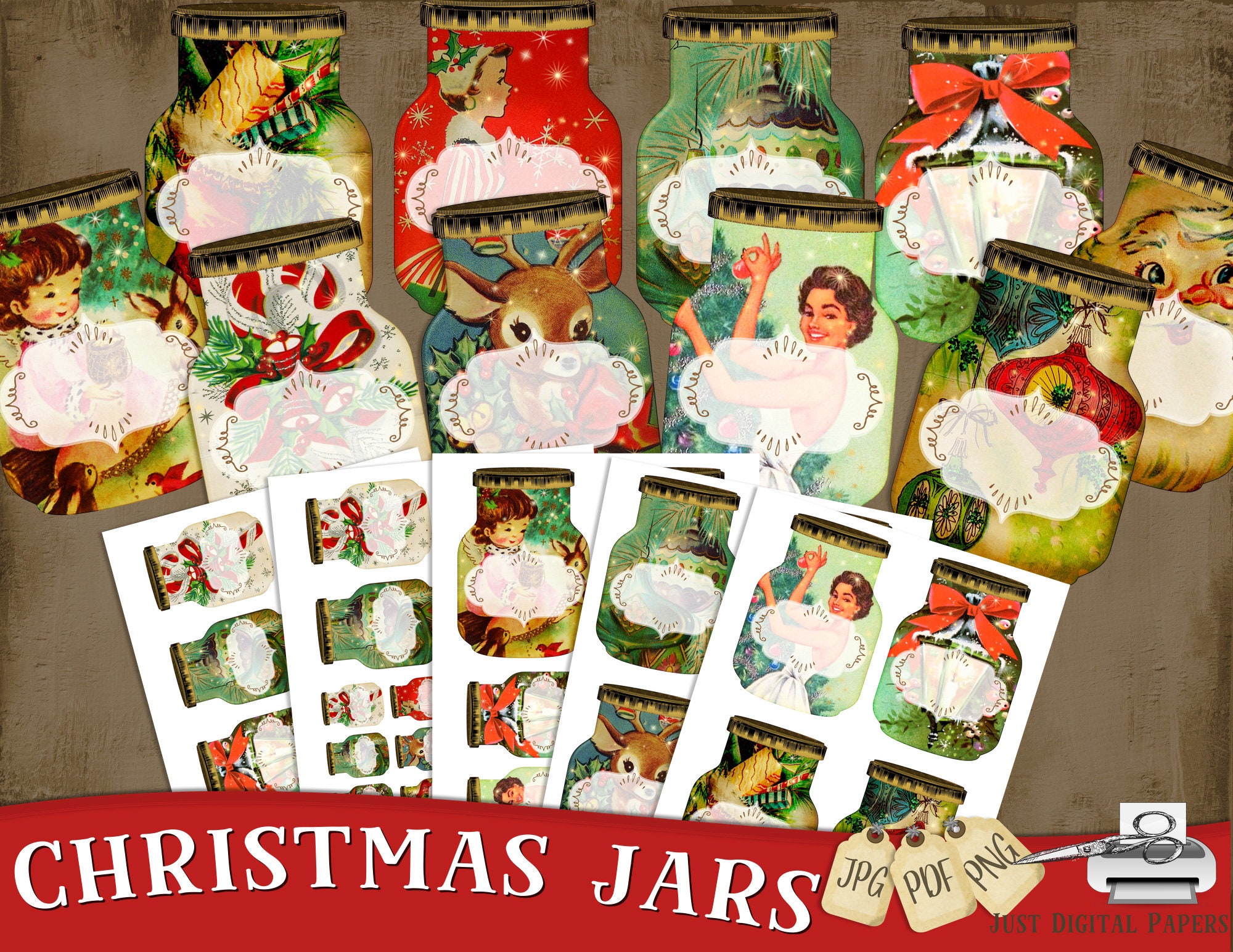 Jar Collage Sheet Jar Labels Printable Jar Journal Instant - Etsy Australia