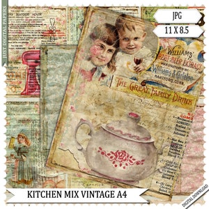 Kitchen Papers, Journal, Ephemera, Vintage Scrapbook, Papers, Vintage ...