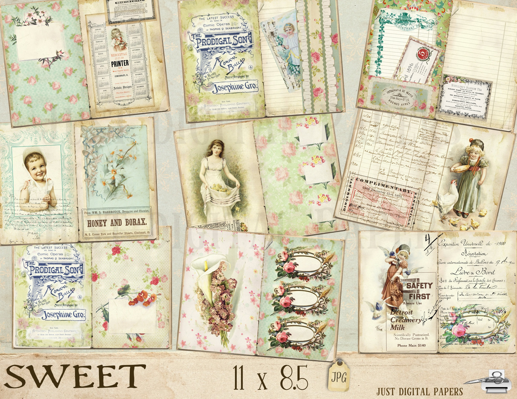 Sweet Journal, Printable, Instant Download, Whimsy Journal, Vintage ...