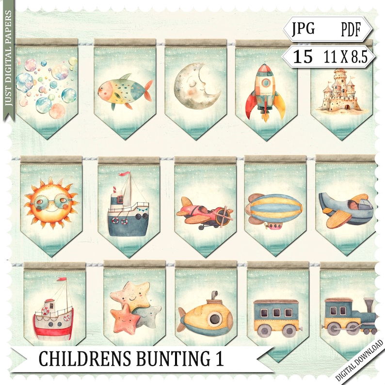 Children's Bunting, Shop Bunting, Craft Bunting, Blue Bunting, Toy ...