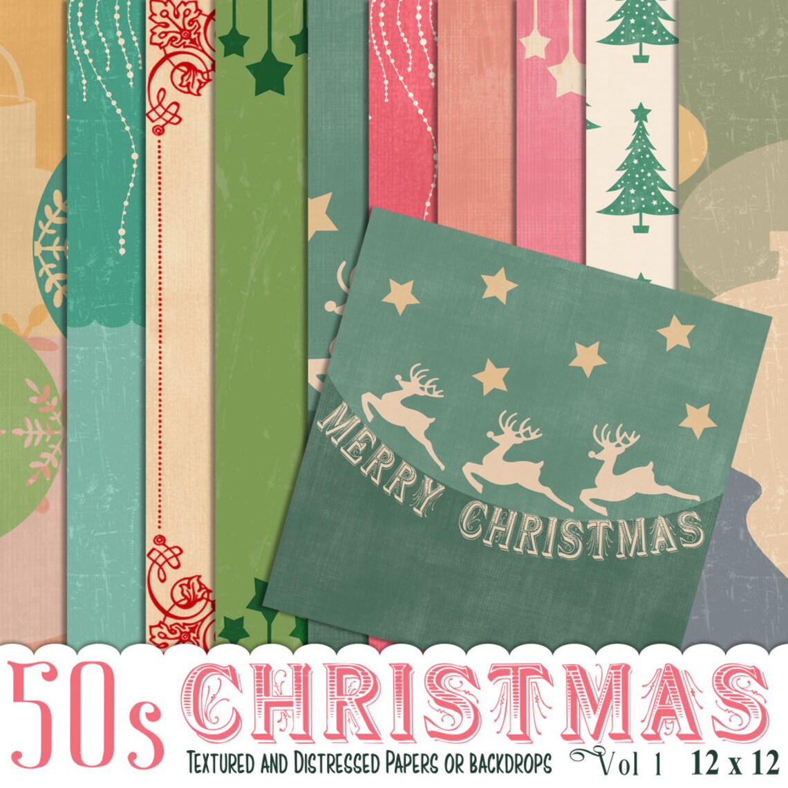 50s Christmas Papers Vintage Christmas Photo Backdrop - Etsy Australia