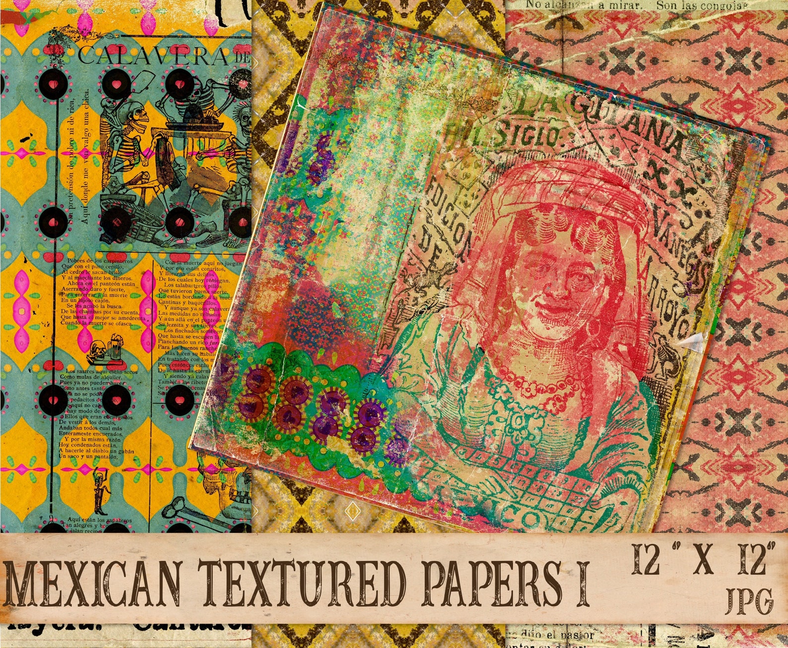 Mexican Fiesta Paper, Printable Paper, Ephemera, Journal, Scrapbooking ...