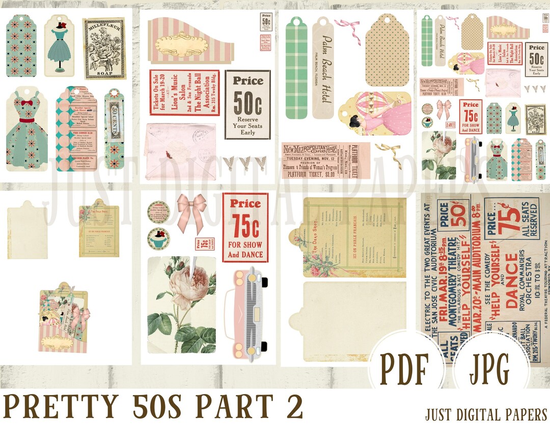 50s Papers Retro Papers Ephemera Instant Download Part 2 - Etsy